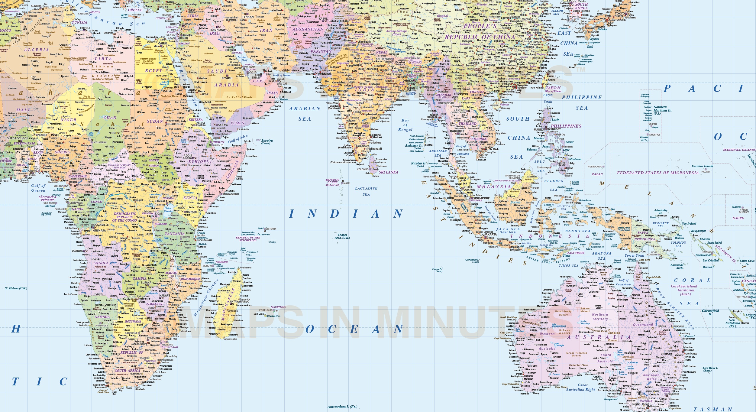 whole world map - gall projection with layered populations (uk centered ...