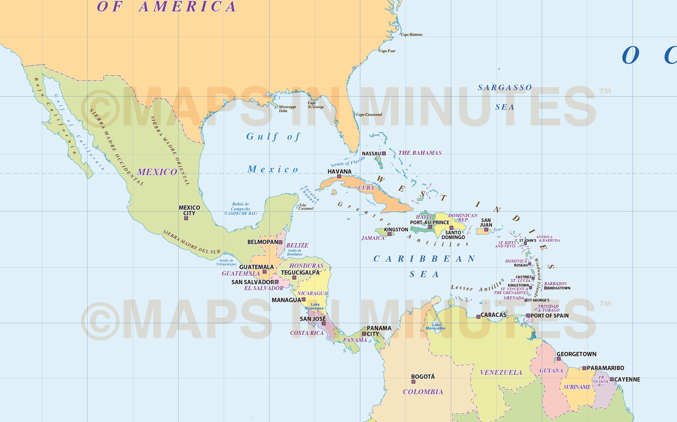 North America Countries Map With Ocean Floor Contours 10 Scale north-america-countries-map-with-ocean-floor-contours-10-scale
