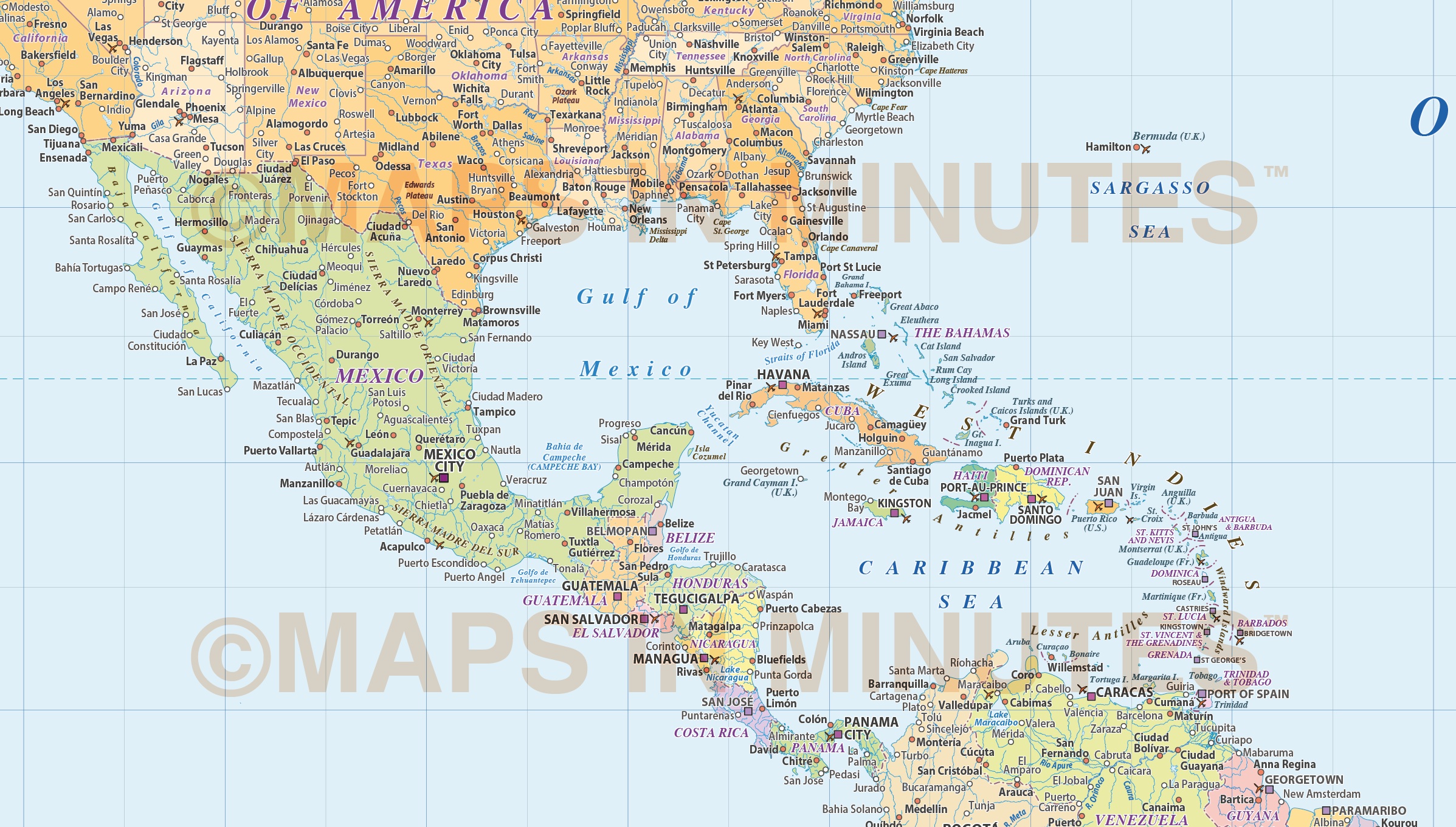Vector North America Countries map with ocean floor contours in AI ...