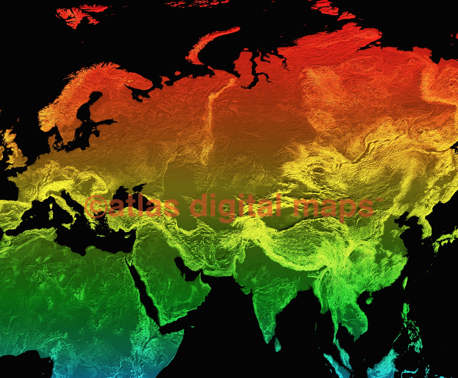 Rainbow World Physical Map LGBT - Large size 60"w x 38"d