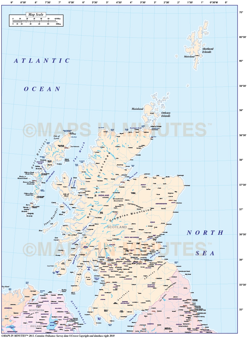 Scotland vector editable Map in Illustrator AI CS format incl. Shetland ...