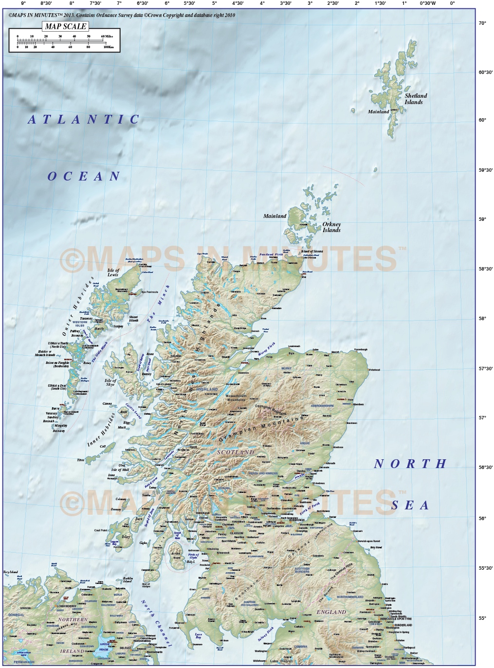 Vector Scotland Regions Map with 600dpi high resolution Old Style ...