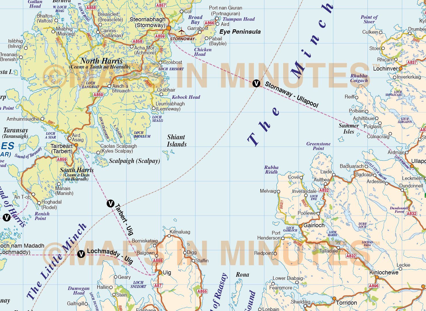 Scotland vector road & rail map including Orkney & Shetland Isles ...