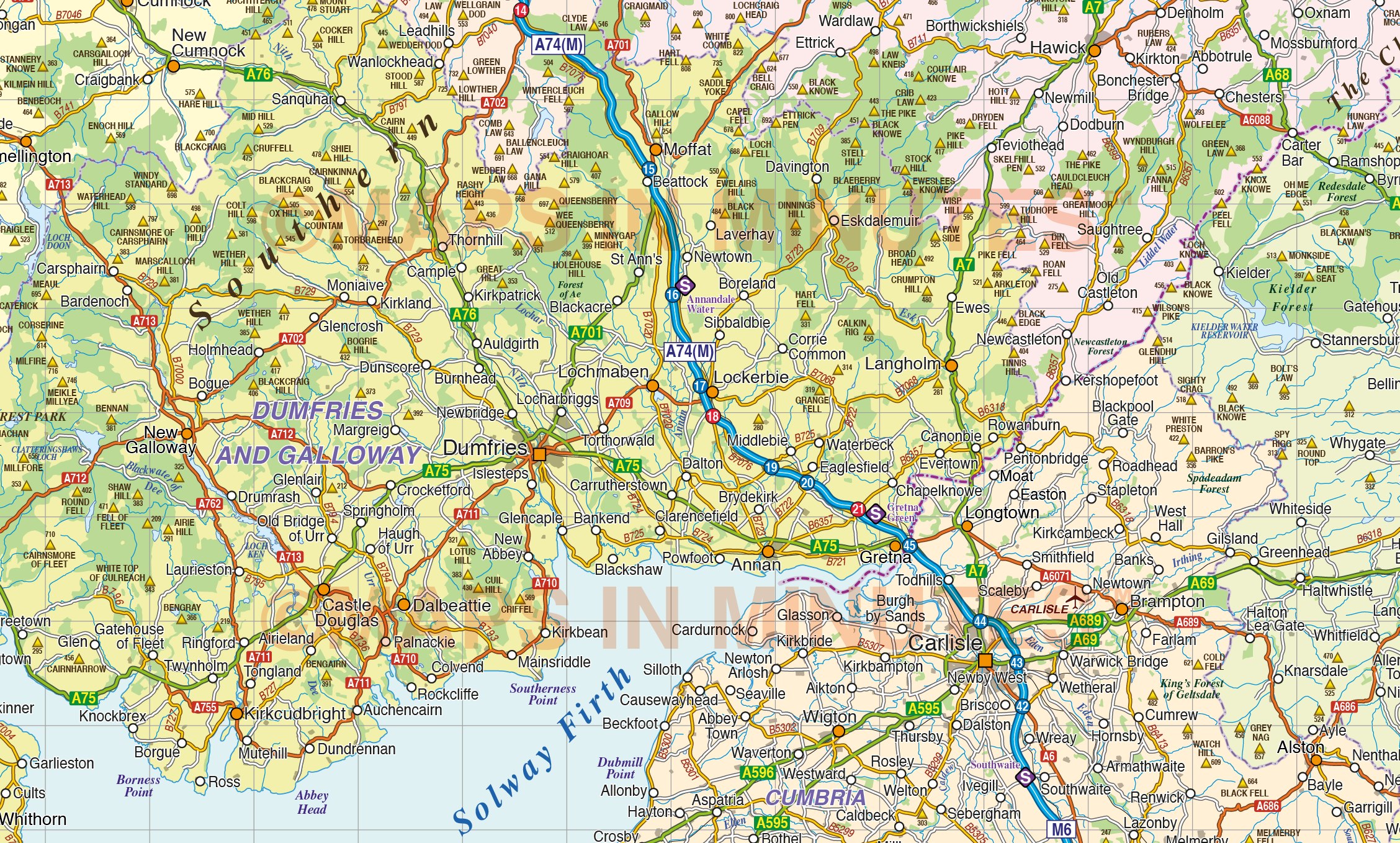 Detailed Scotland Road & Rail Map incl. Orkney & Shetland, Illustrator ...