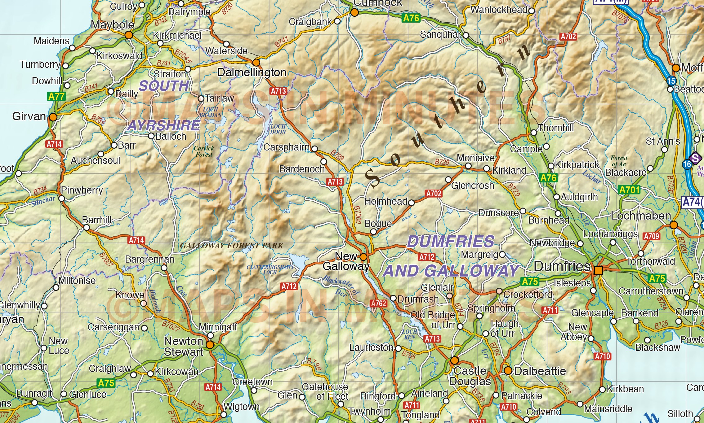 Vector Scotland map, Regions, Political, Road & Rail with High Res ...