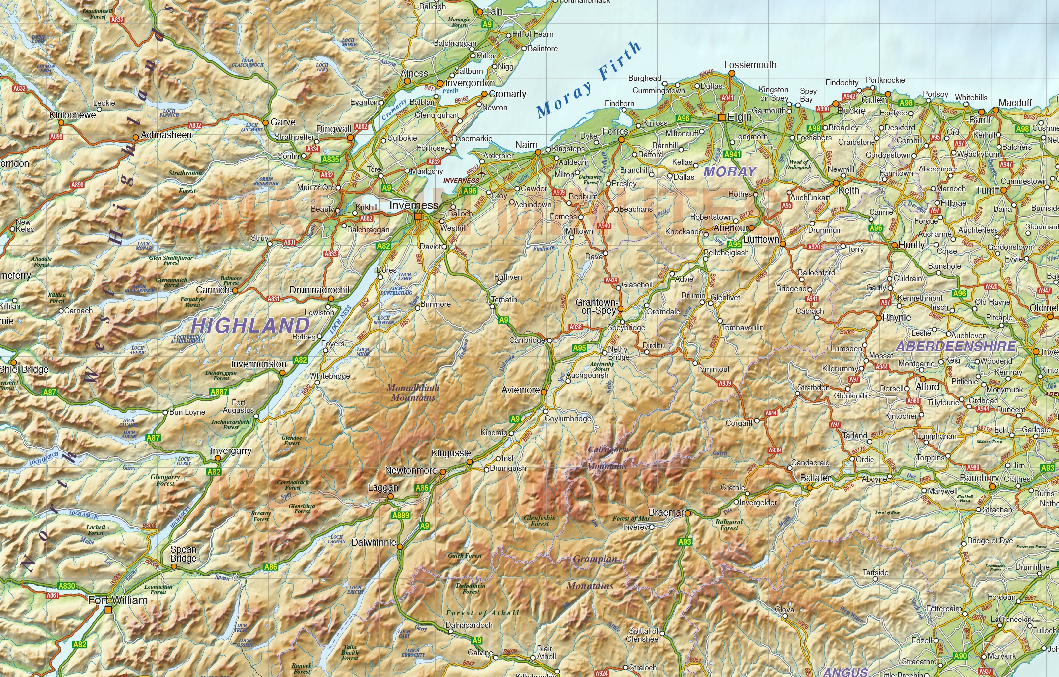 Vector Scotland Road Rail map, Illustrator AI CS PDF digital format ...
