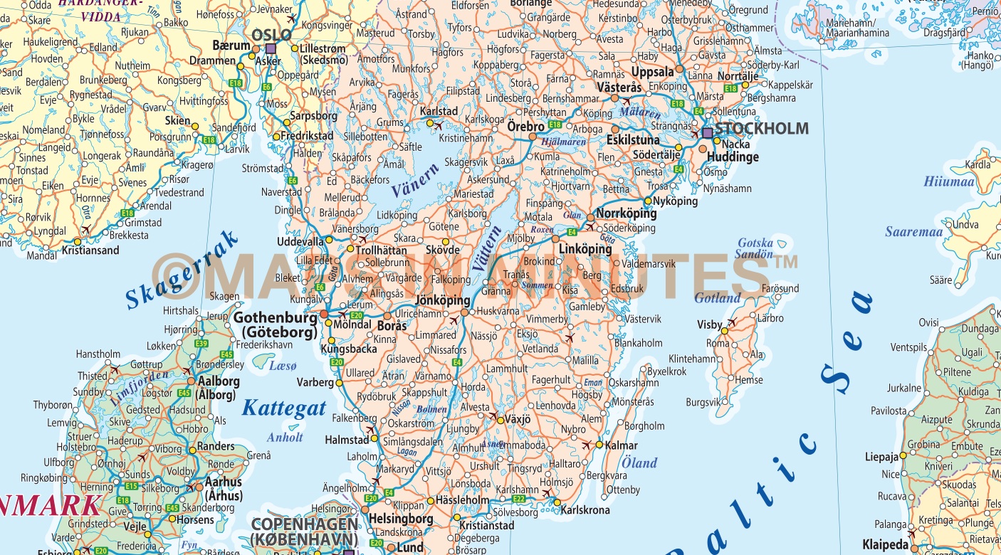High detail Central Europe Political Country vector map with roads and ...