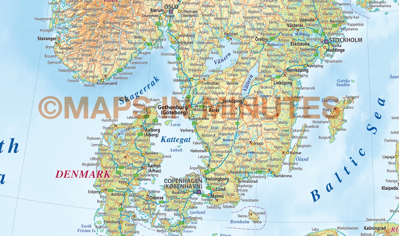 High detail Central Europe Political Country vector map with roads and ...