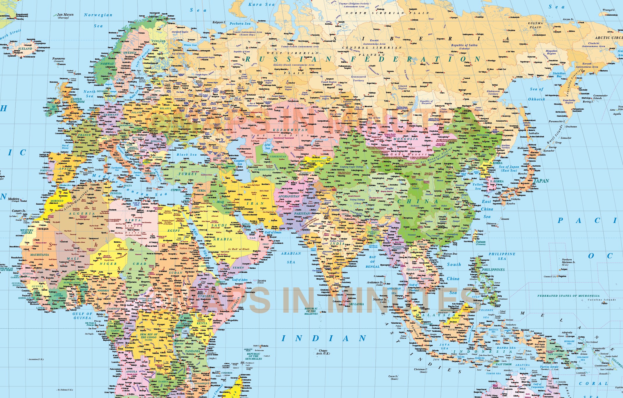 Vector World map Times Projection Political UK centric @10M scale in ...