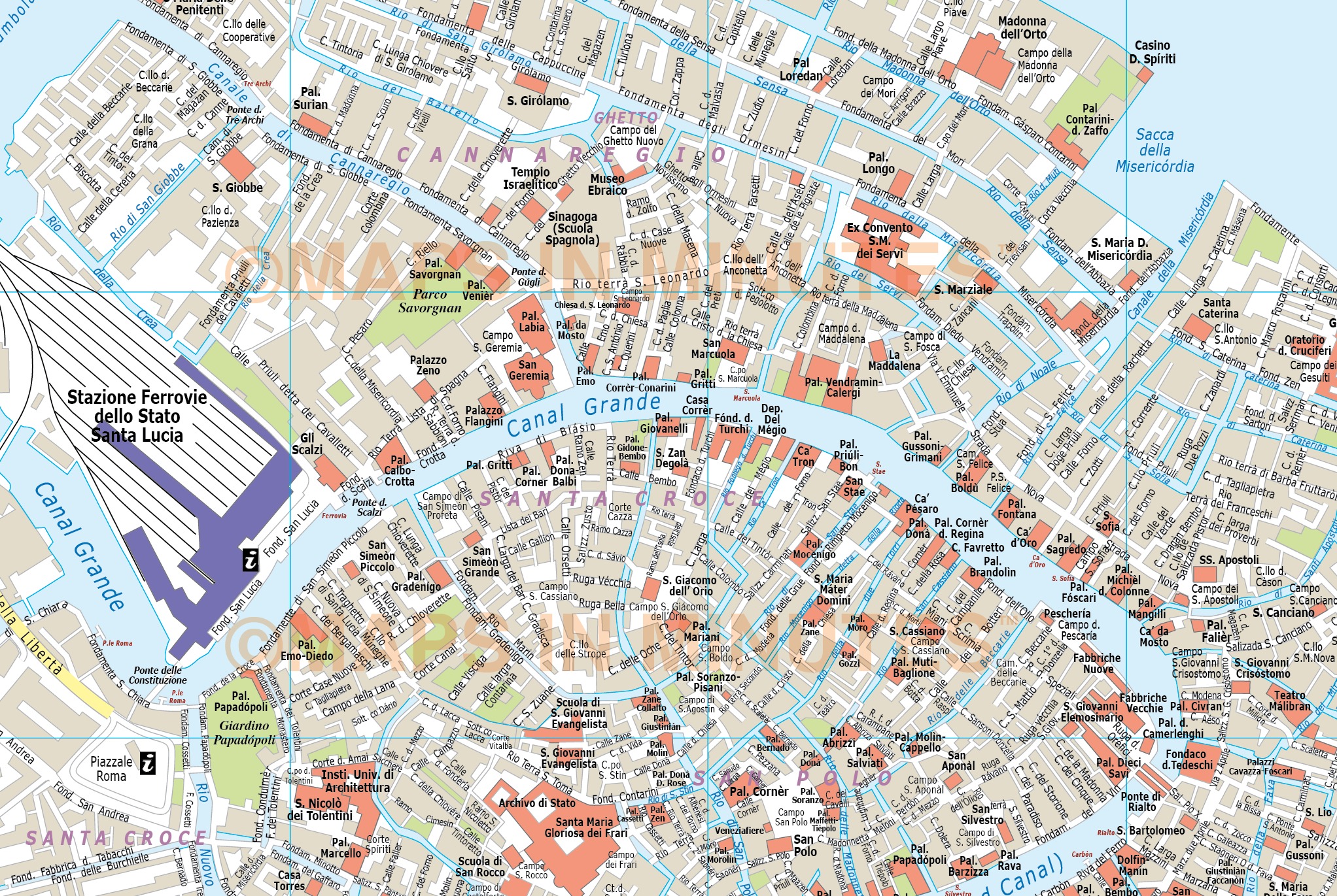 Digital vector Venice city royalty free map in illustrator or PDF ...