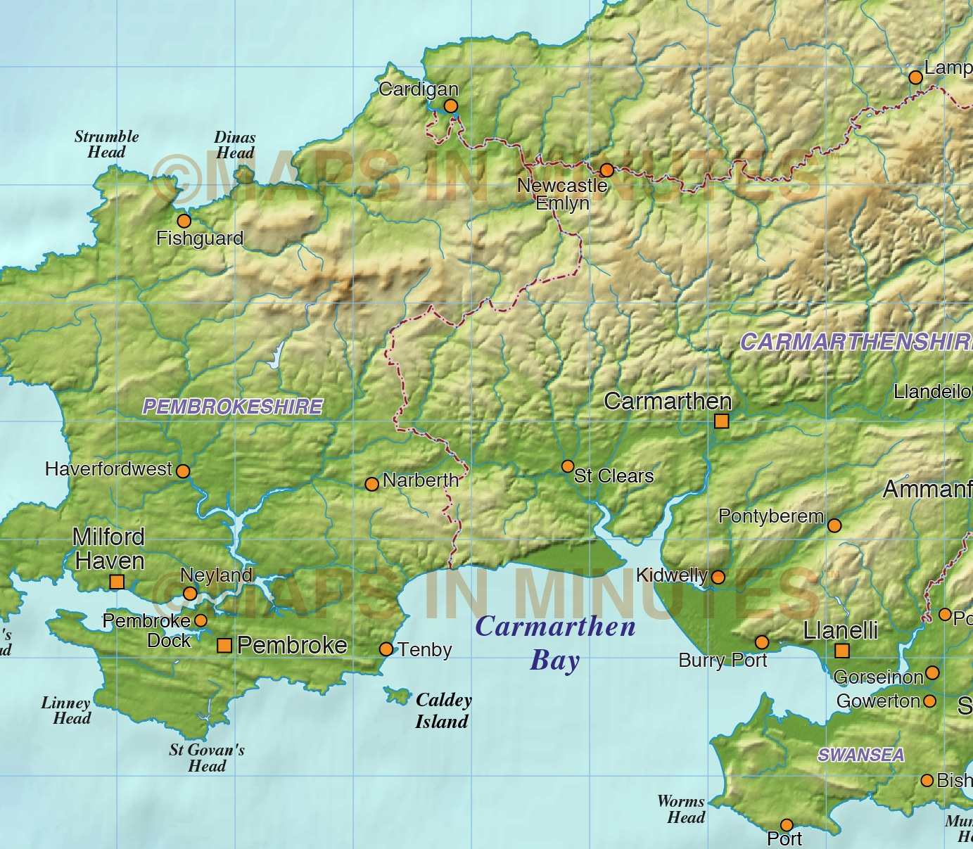 Wales Basic County Map 1m Scale Wales Maps British