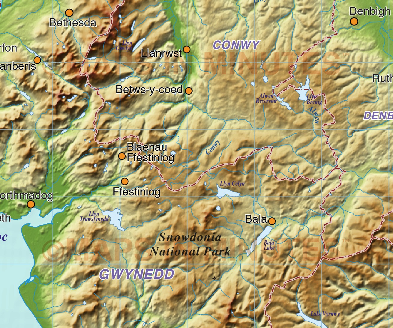 Wales Basic County Map 1m Scale Wales Maps British