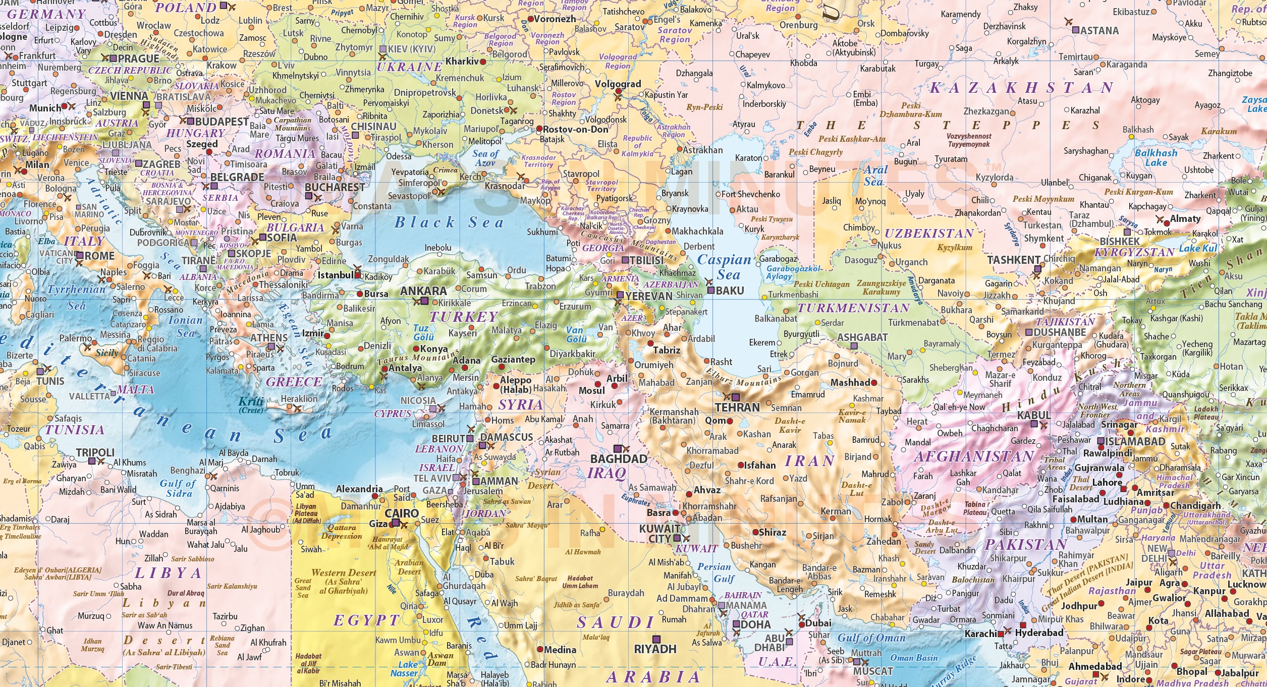 Detailed World Map Illustrator format, Political and Country Relief ...