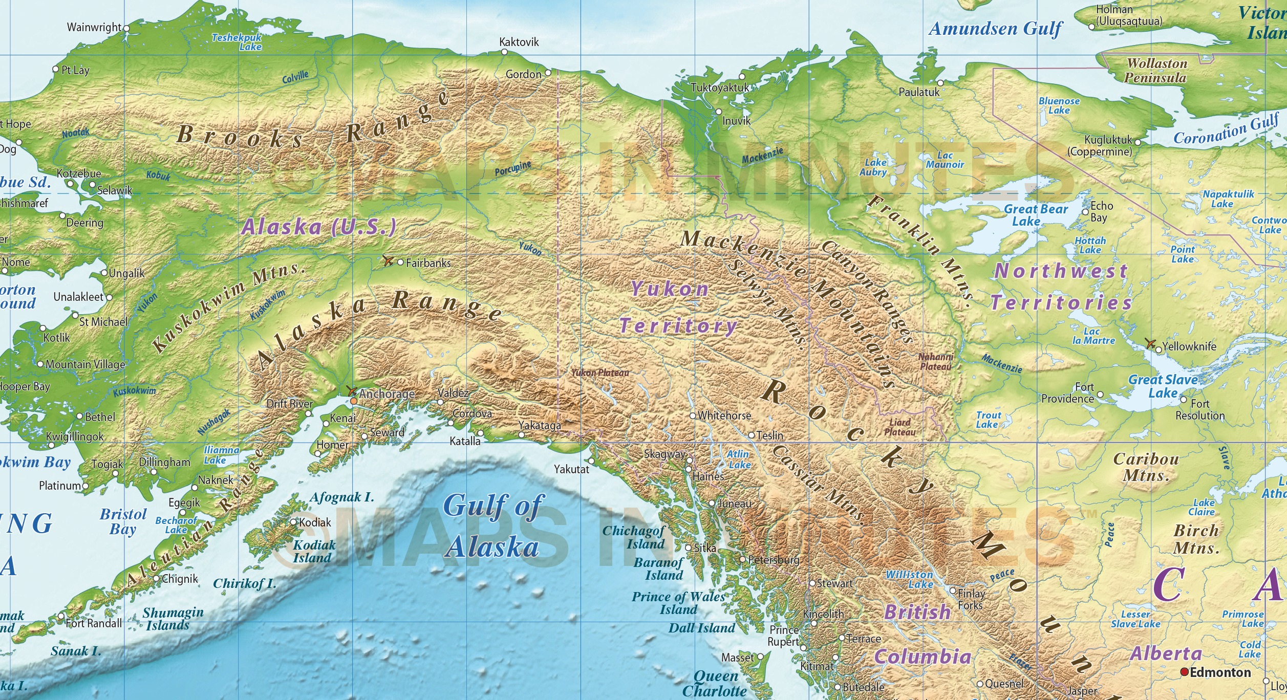 Digital vector Political World map with relief, terrain for land and ...